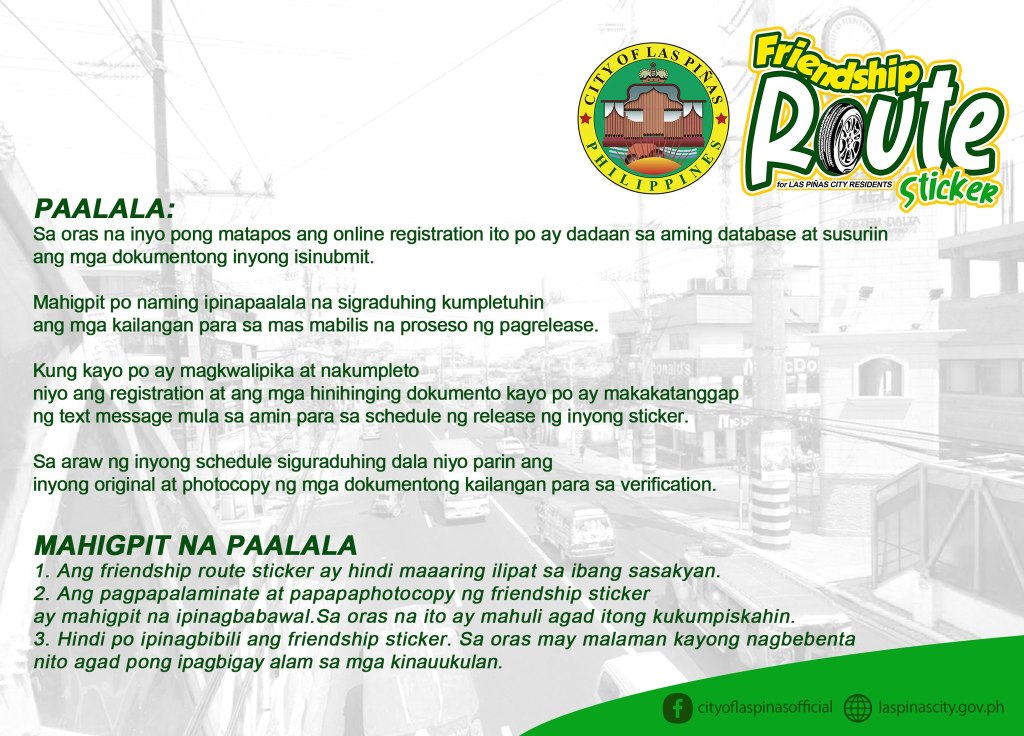 Applications for Las Piñas City’s Friendship Route vehicular stickers ...